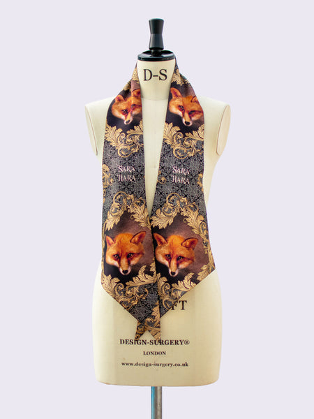 Silk Skinny Scarf. Fox Print – Sara Tiara