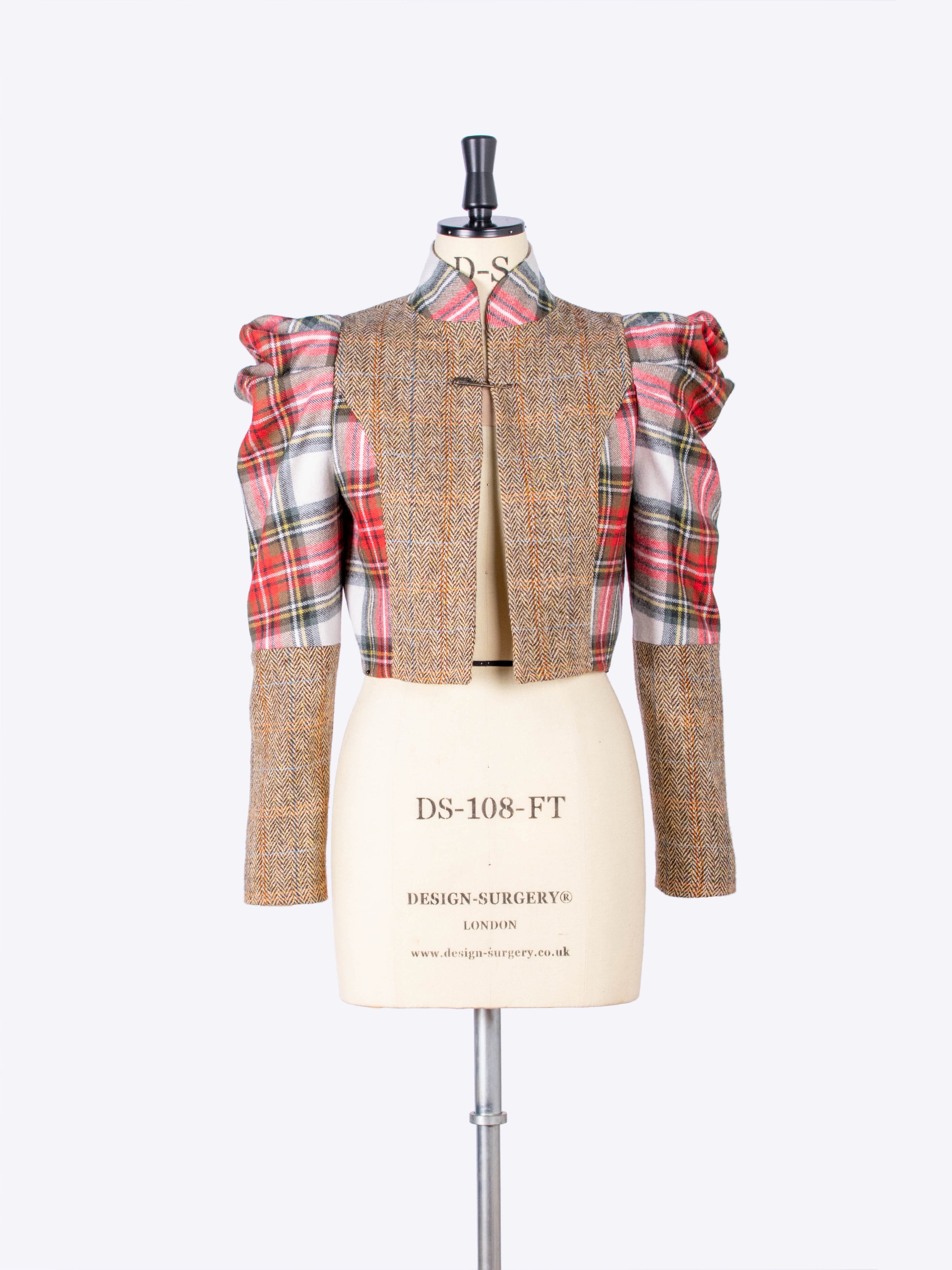 Puff Sleeve Bolero. Limited Edition White Tartan and Harris Tweed ...